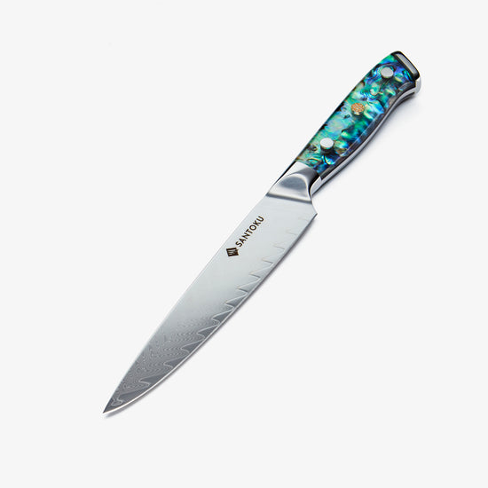 Chikashi 5" Utility Knife – 67-Layer VG10 Damascus, Abalone Handle ...