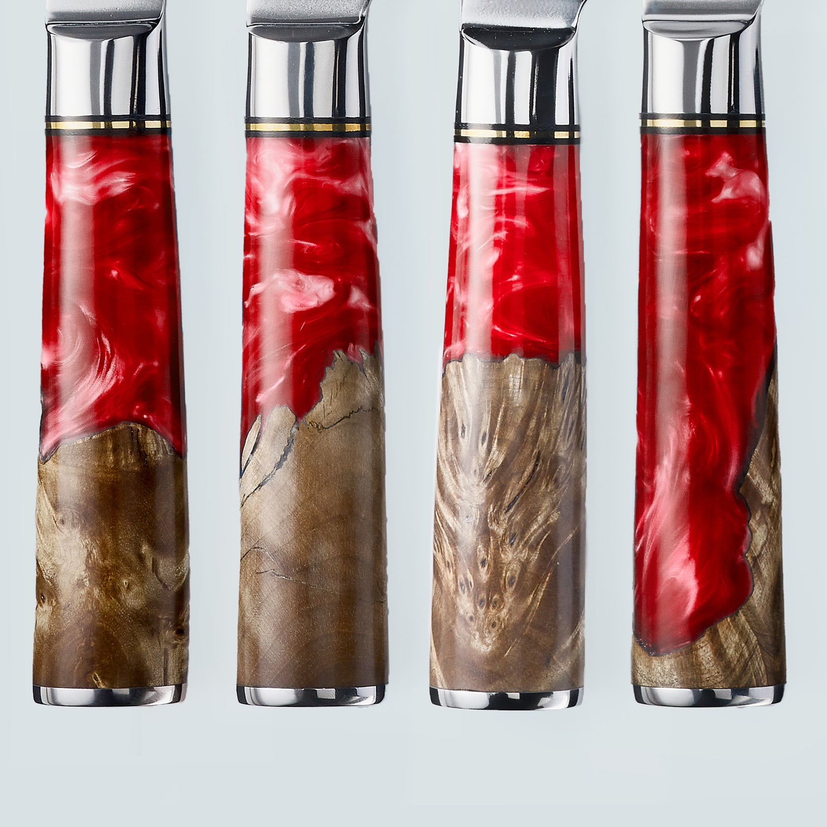 Aiko Red Damascus Steel Knife with Coloured Red Resin Handle ...